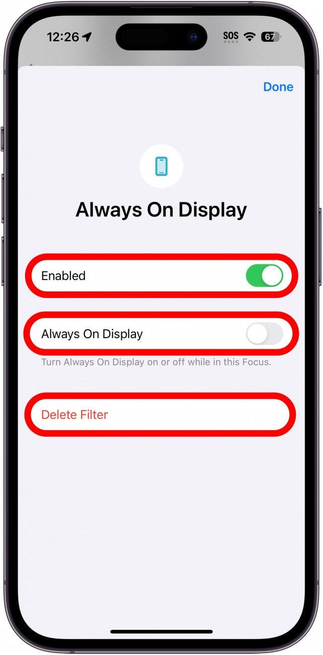 Disable the Always On Display While in a Focus