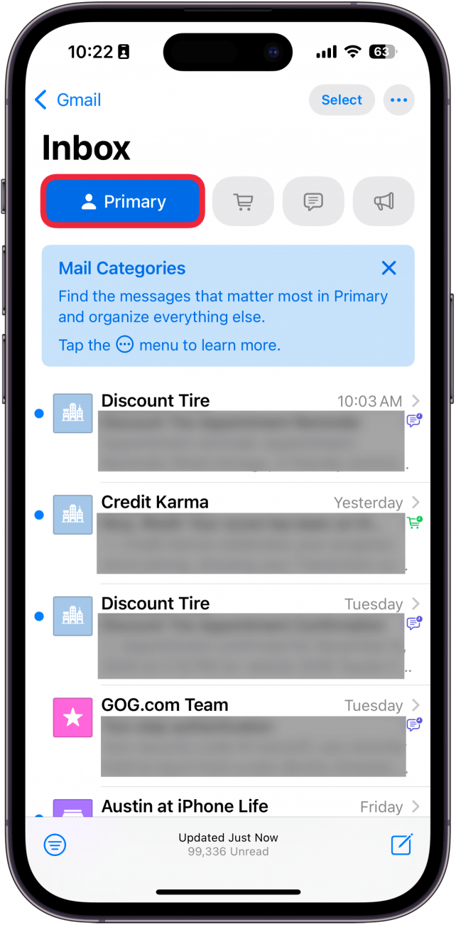 Sort Your Inbox into Categories in the Mail App
