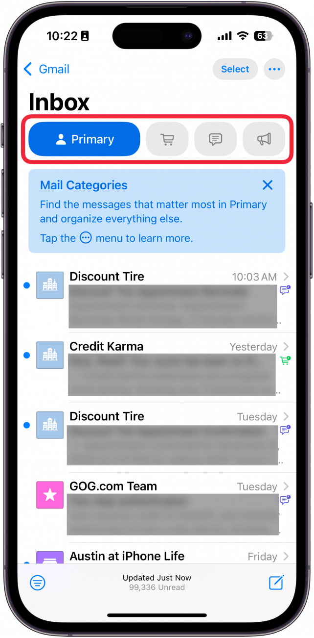 Sort Your Inbox into Categories in the Mail App
