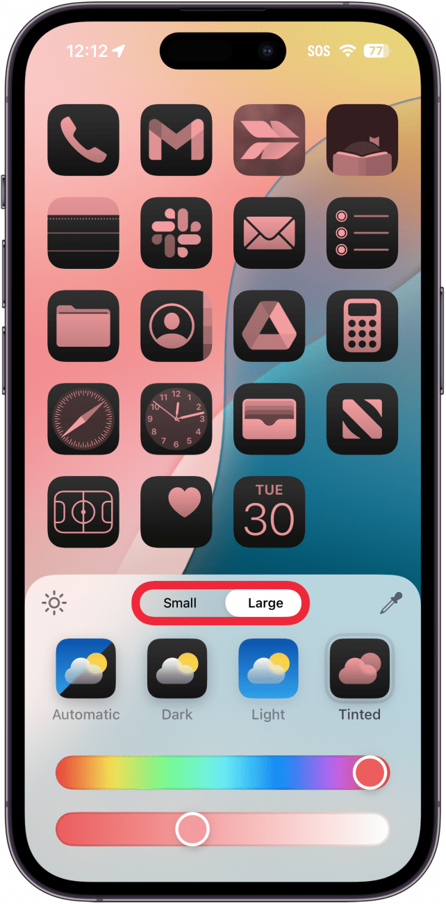 Customize App Icon Colors & Size in iOS 18
