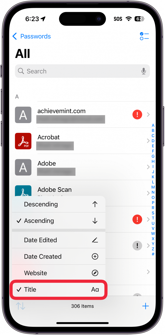Sort Your Passwords in the Passwords App (iOS 18)