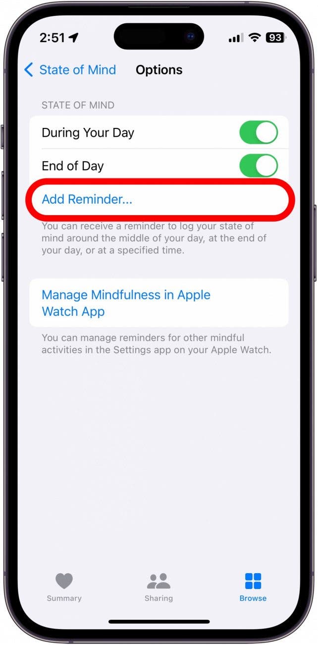Turn Off State of Mind Reminders on iPhone