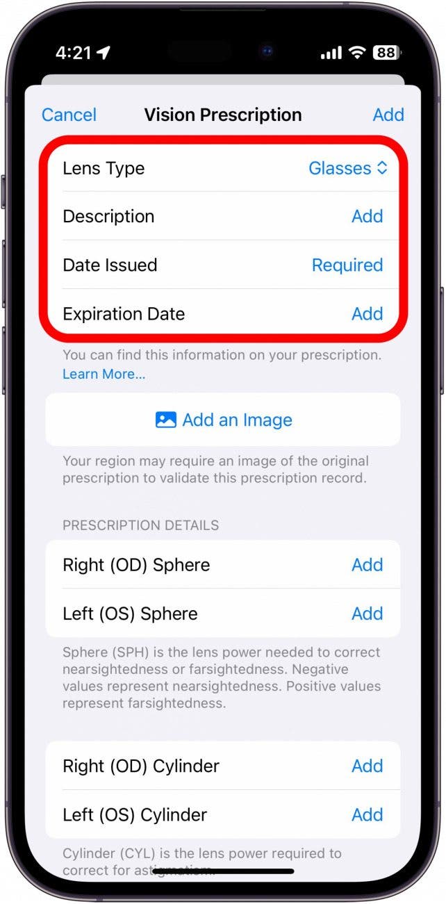 Add Your Vision Prescription to the Health App