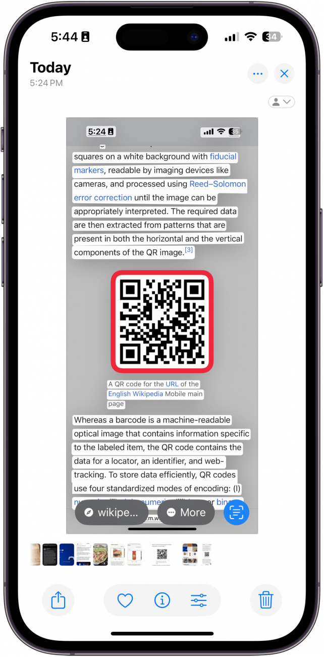 Scan a QR Code on Your iPhone in Text or Email
