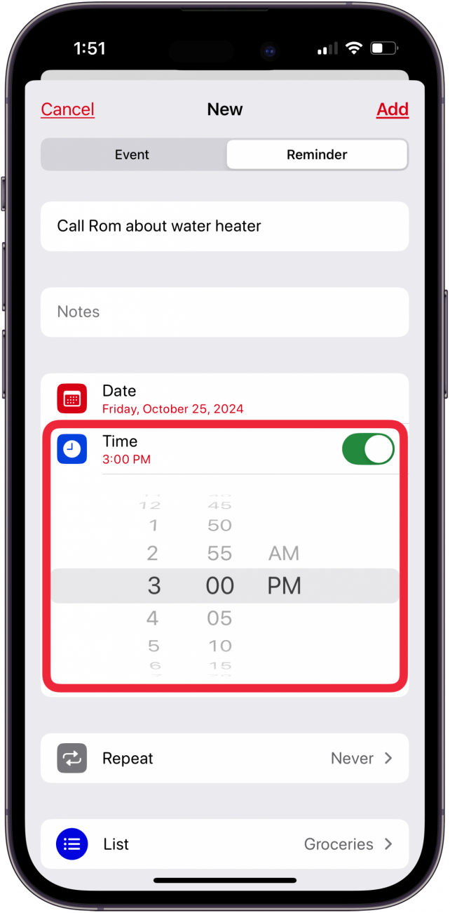 How to Create Reminders in the Calendar App on an iPhone