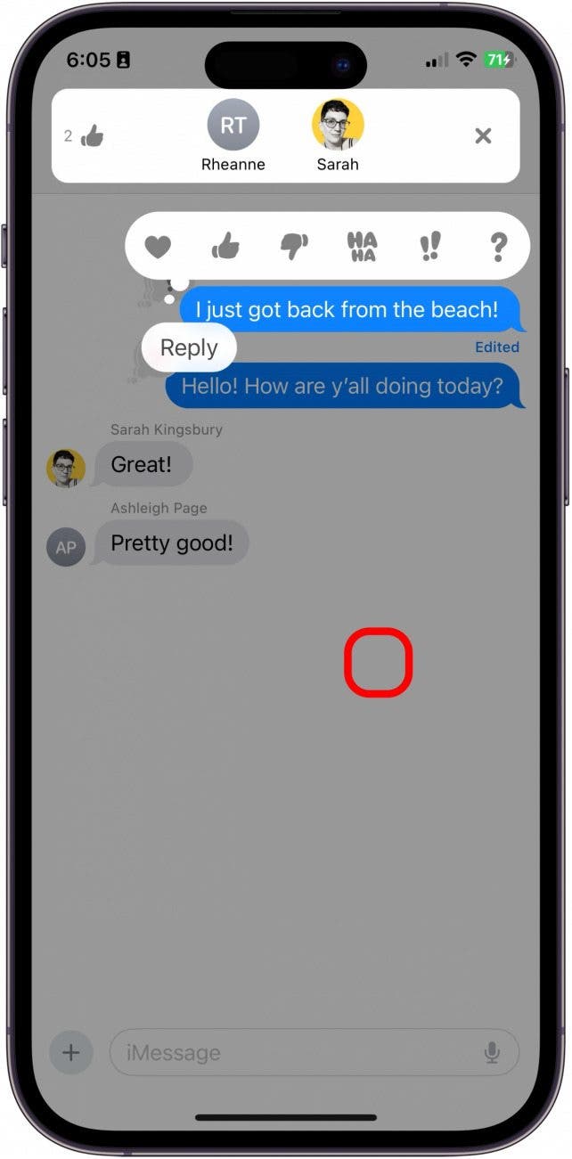 How to View Reactions to Messages in Group Chats