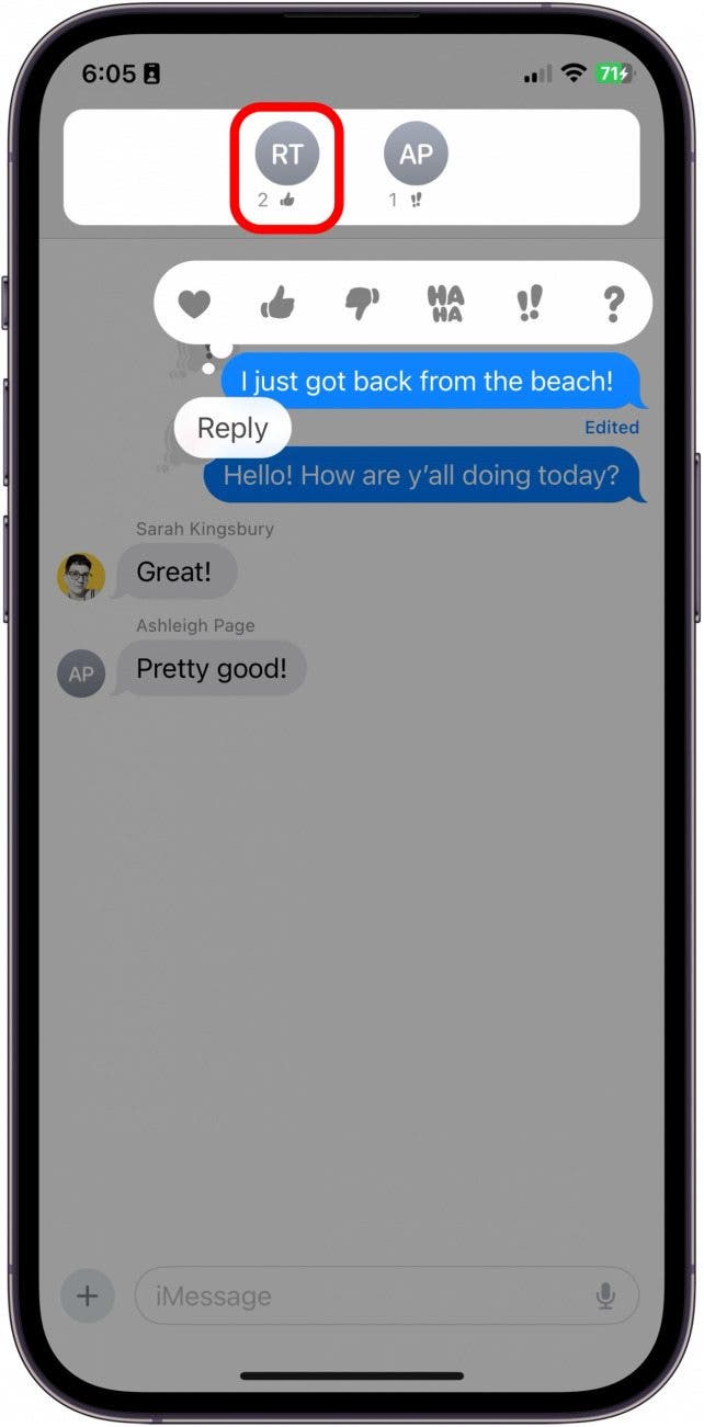How to View Reactions to Messages in Group Chats