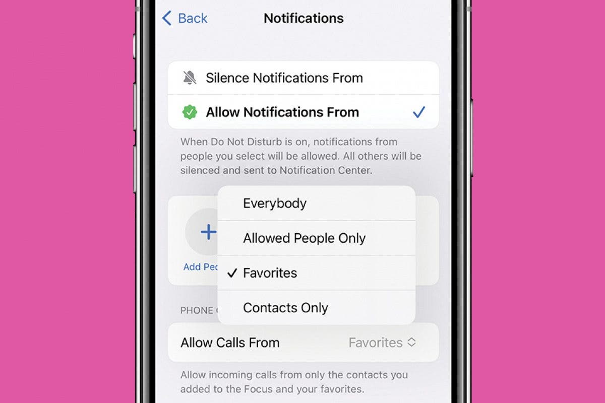 Allow Calls from Favorites on iPhone While Focus Is Active