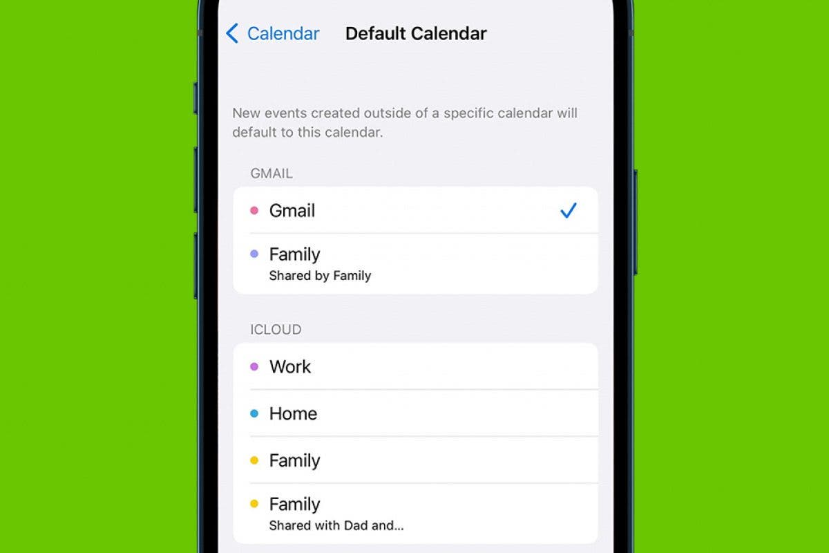 Set a Default Calendar on iPhone & iPad