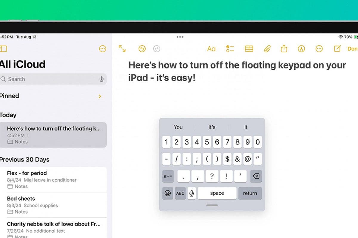 How to Turn Off the Floating Keyboard on Your iPad