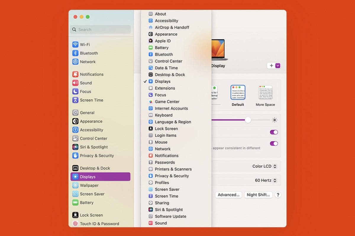 View Mac System Setting Options in Alphabetical Order