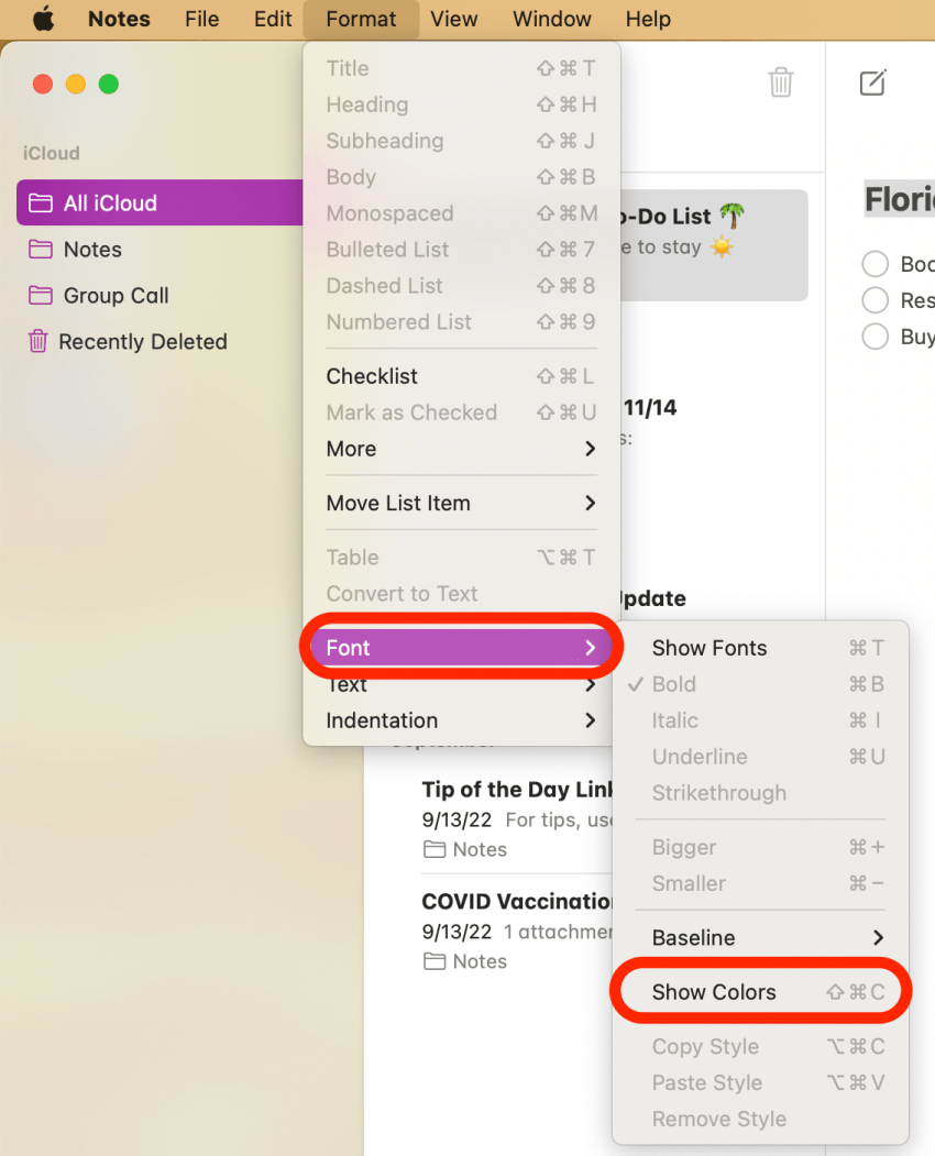 Easily Change Text Colors in Your Mac Notes App | www.iphonelife.com