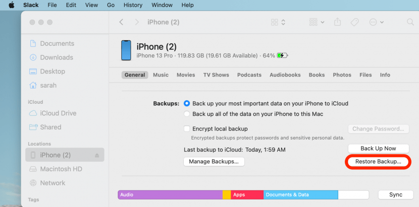 How to Restore Backup to iPhone Using Finder