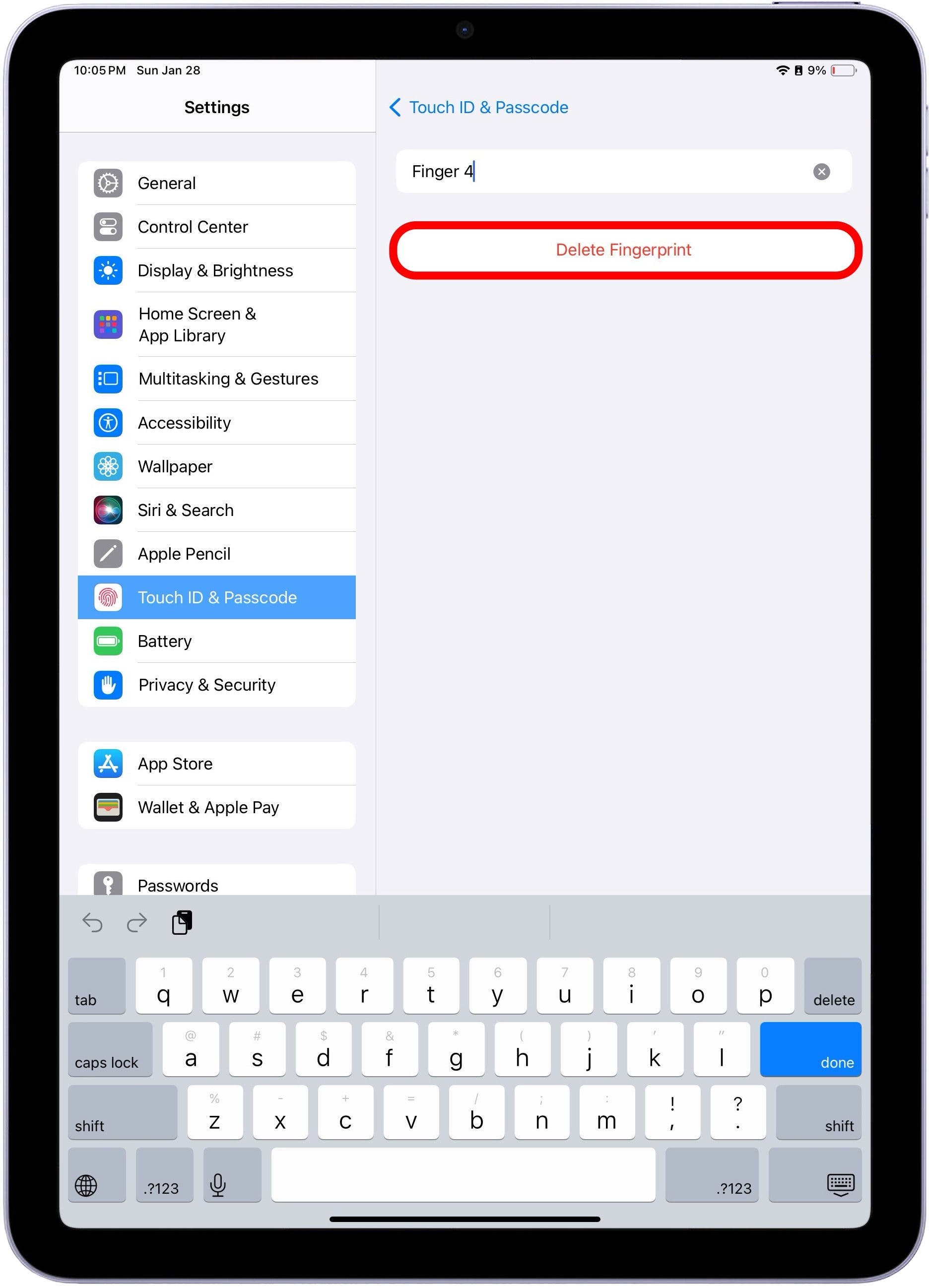 Delete Unknown Fingerprints from Your iPad (or iPhone)