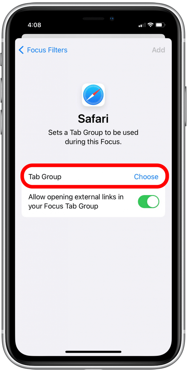 How to Choose What Safari Tab Groups You Can See in Focus Mode