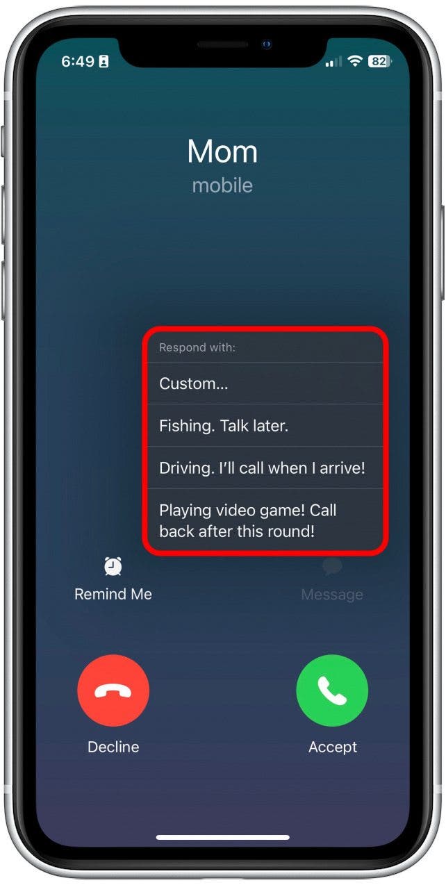 How to Create Custom Quick Responses to Respond to Phone Calls on ...