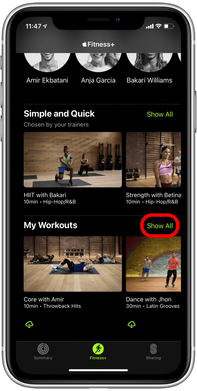Apple Fitness Plus: How to Add a Favorite Workout to My Workouts