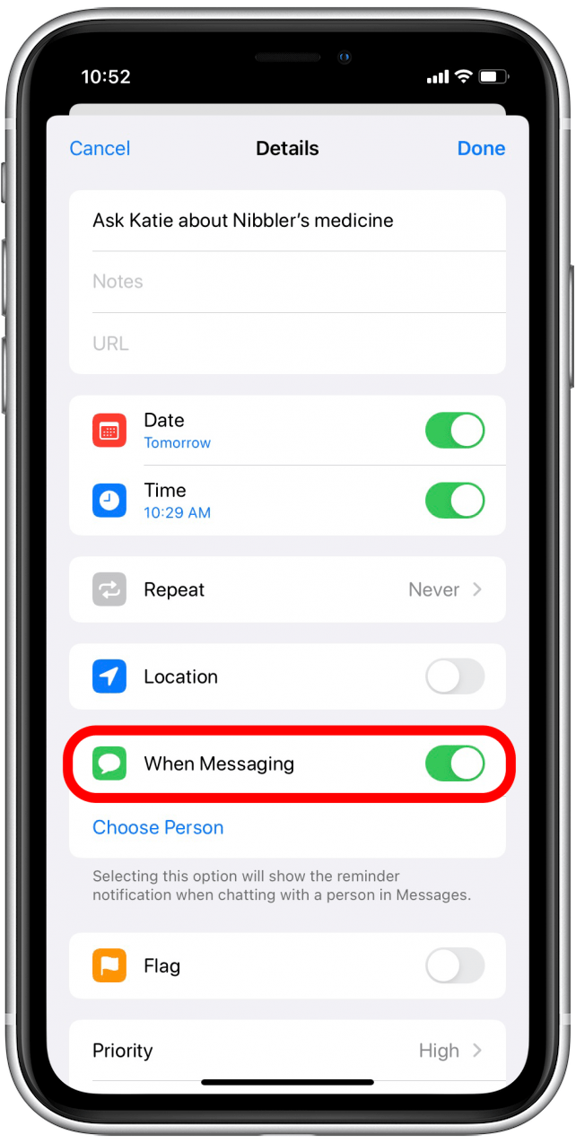 How to Set a Reminder for When You Message Someone