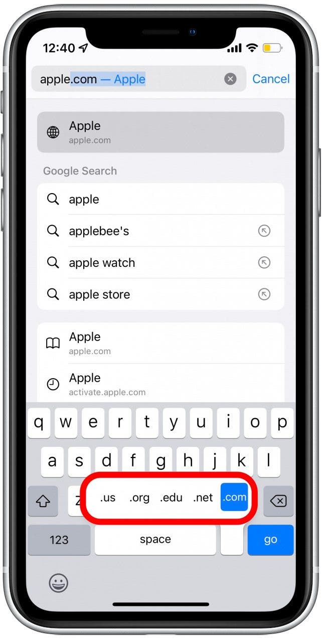 Easily Type Website Domain Names with iPhone Keyboard Shortcut | www ...