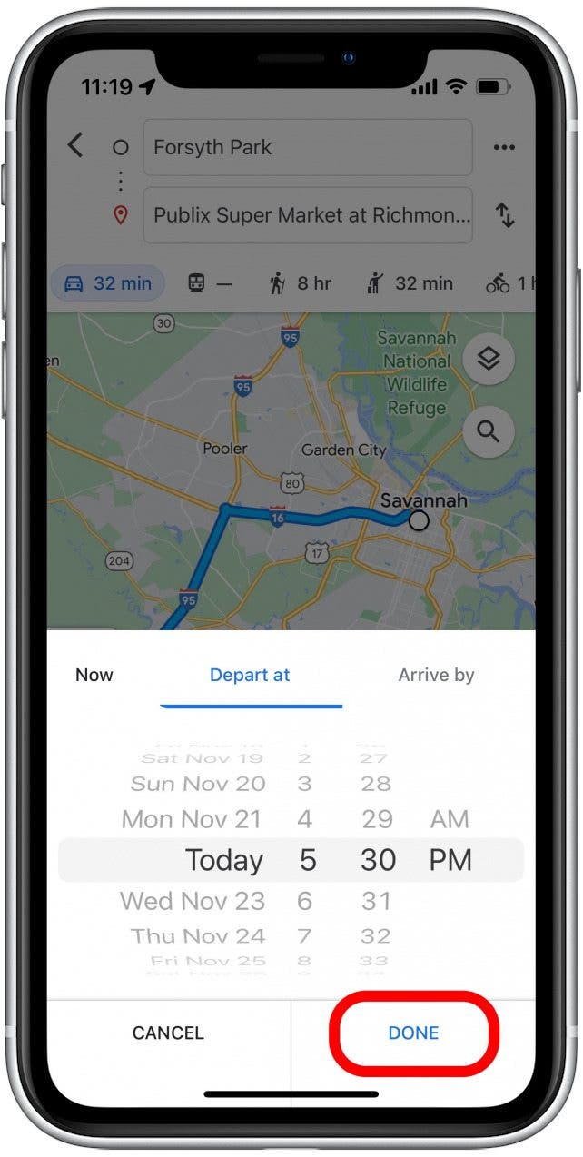 Google Maps Trip Planner: Set Departure & Arrival Times