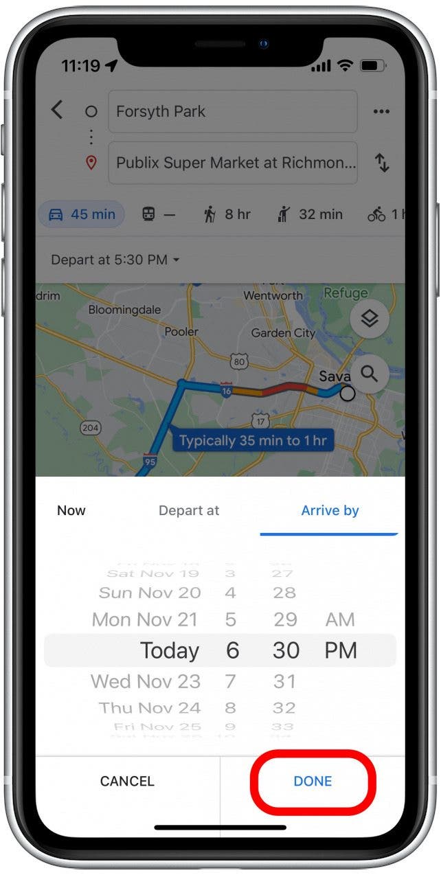 Google Maps Trip Planner: Set Departure & Arrival Times