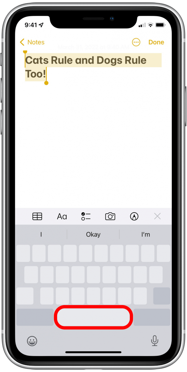 How to Use the Spacebar to Select & Edit Text on iPhone
