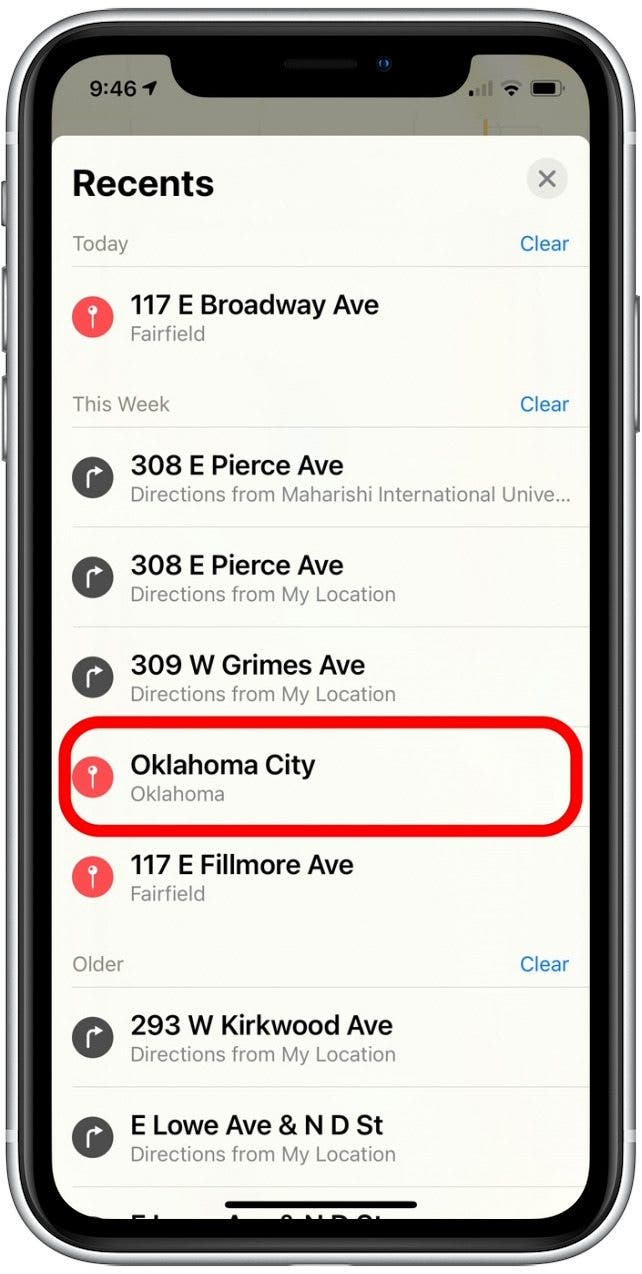 How to View Apple Maps Recent History