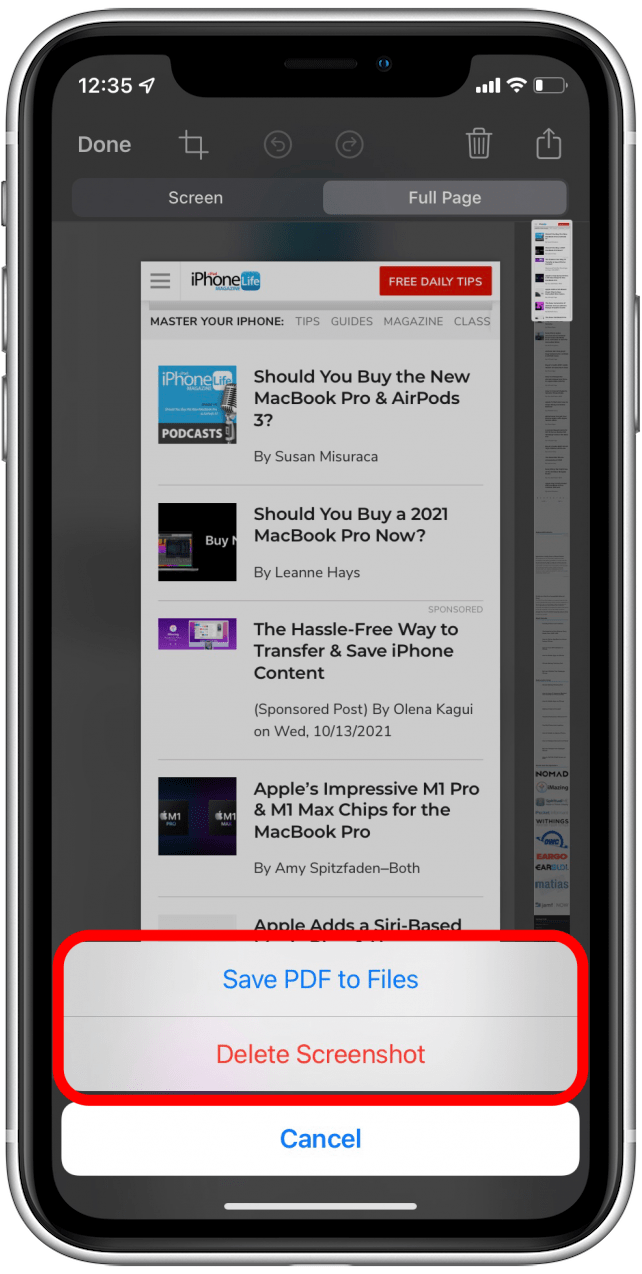 How to Take Full-Page Screenshots on iPhone