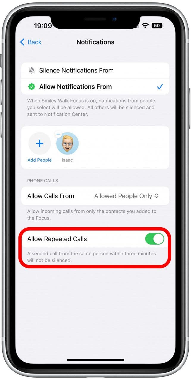 How to Set Allowed or Silenced People & Apps in a Focus Mode