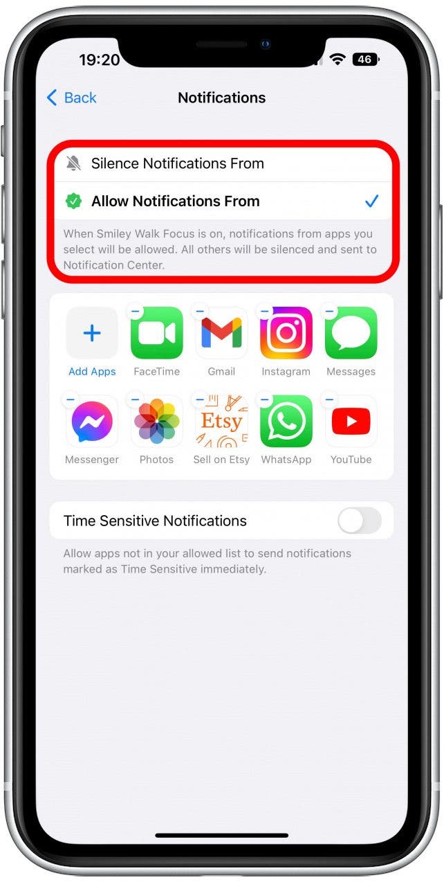 How to Set Allowed or Silenced People & Apps in a Focus Mode