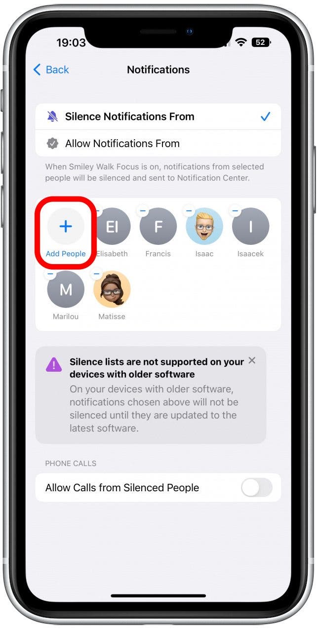How to Set Allowed or Silenced People & Apps in a Focus Mode