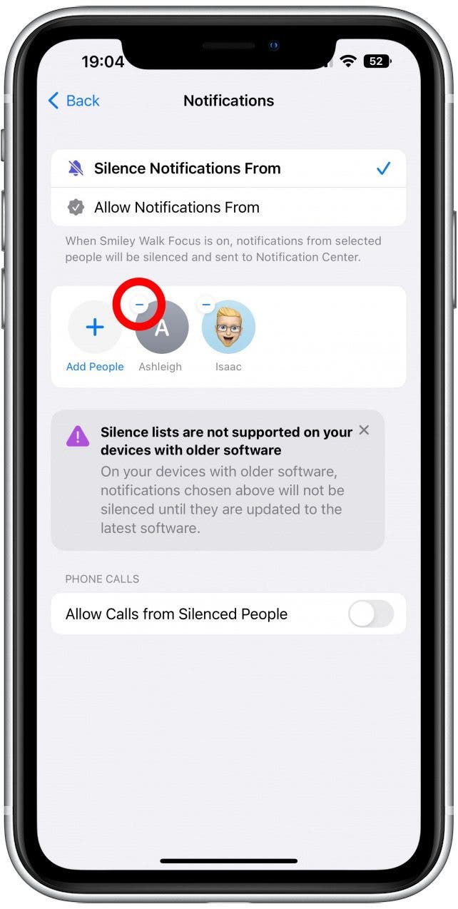 How to Set Allowed or Silenced People & Apps in a Focus Mode