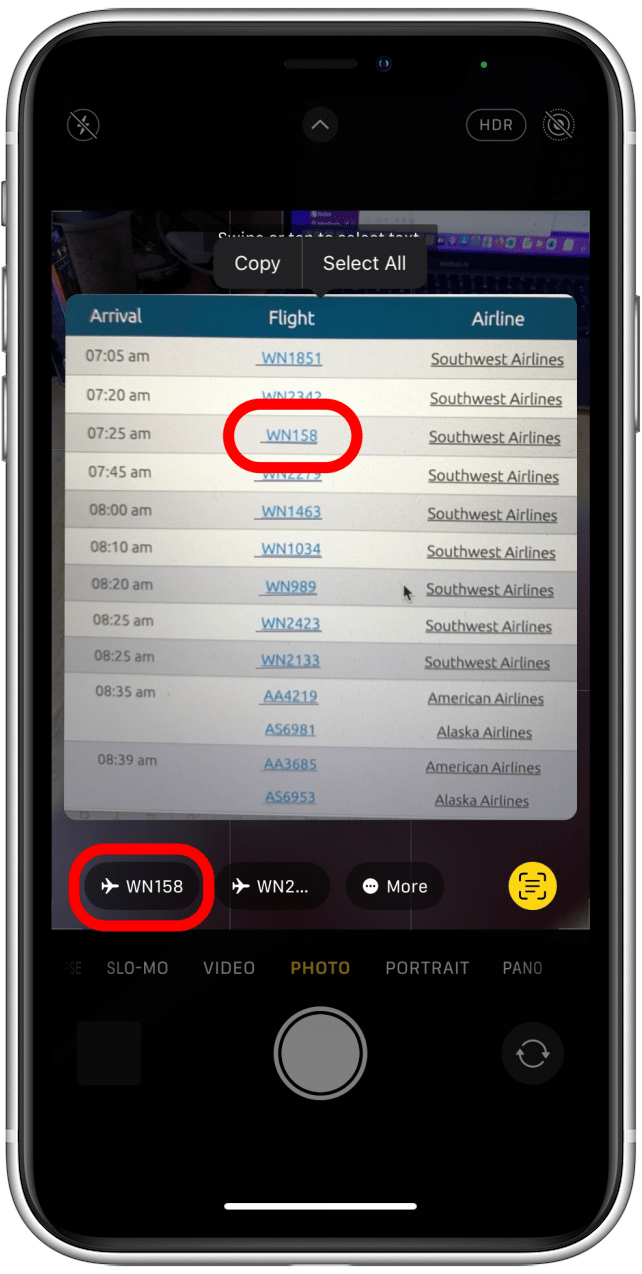 How to Use Live Text to Track Flights with Quick Actions