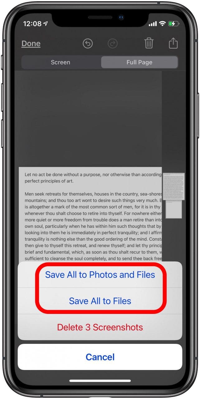 How to Screenshot (Screen Capture) a Full Page in the Notes App on an ...