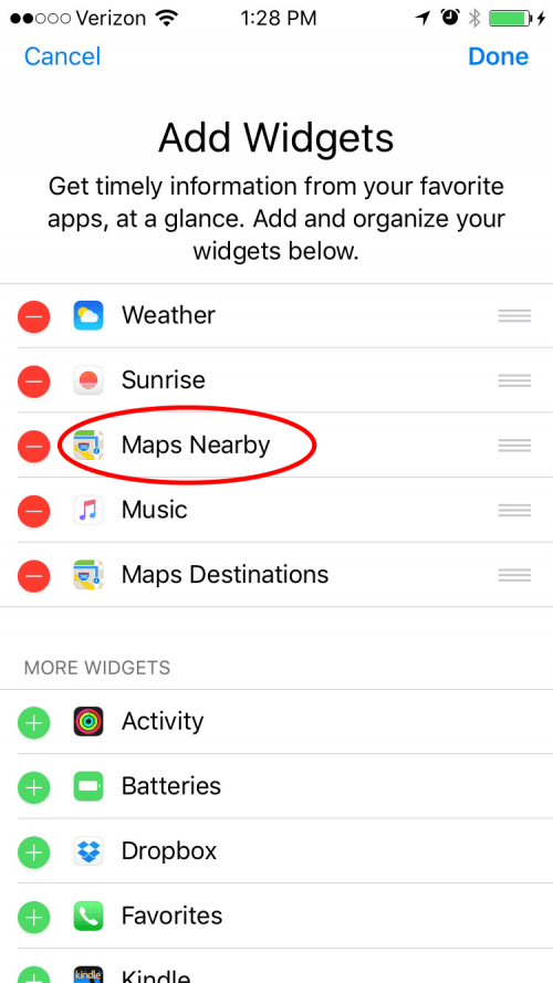 How to Search Nearby Maps Locations from Widgets Screen in iOS 10