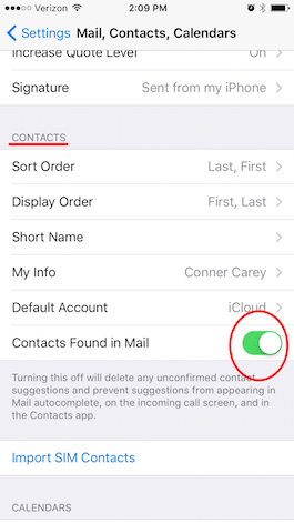 How to Turn off Contact Suggestions from Mail