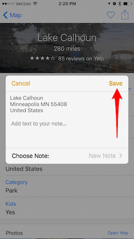 How to Save an Apple Map Location in the Notes App